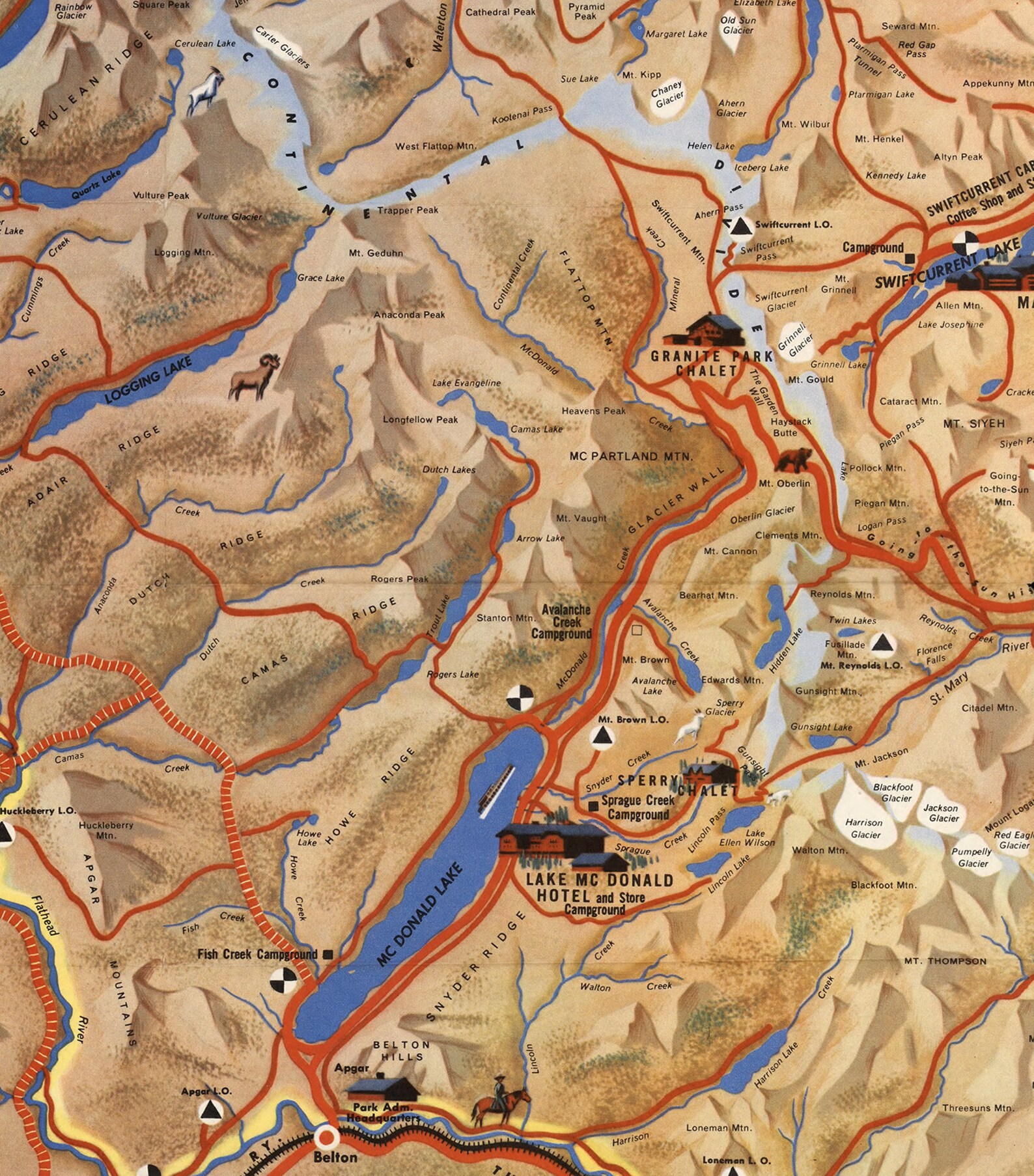 Map of the Glacier Waterton International Peace Park - Etsy