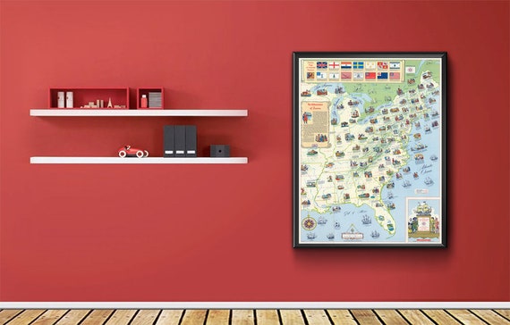 Pictorial Map of Colonization of America. Vintage Home Décor | Etsy