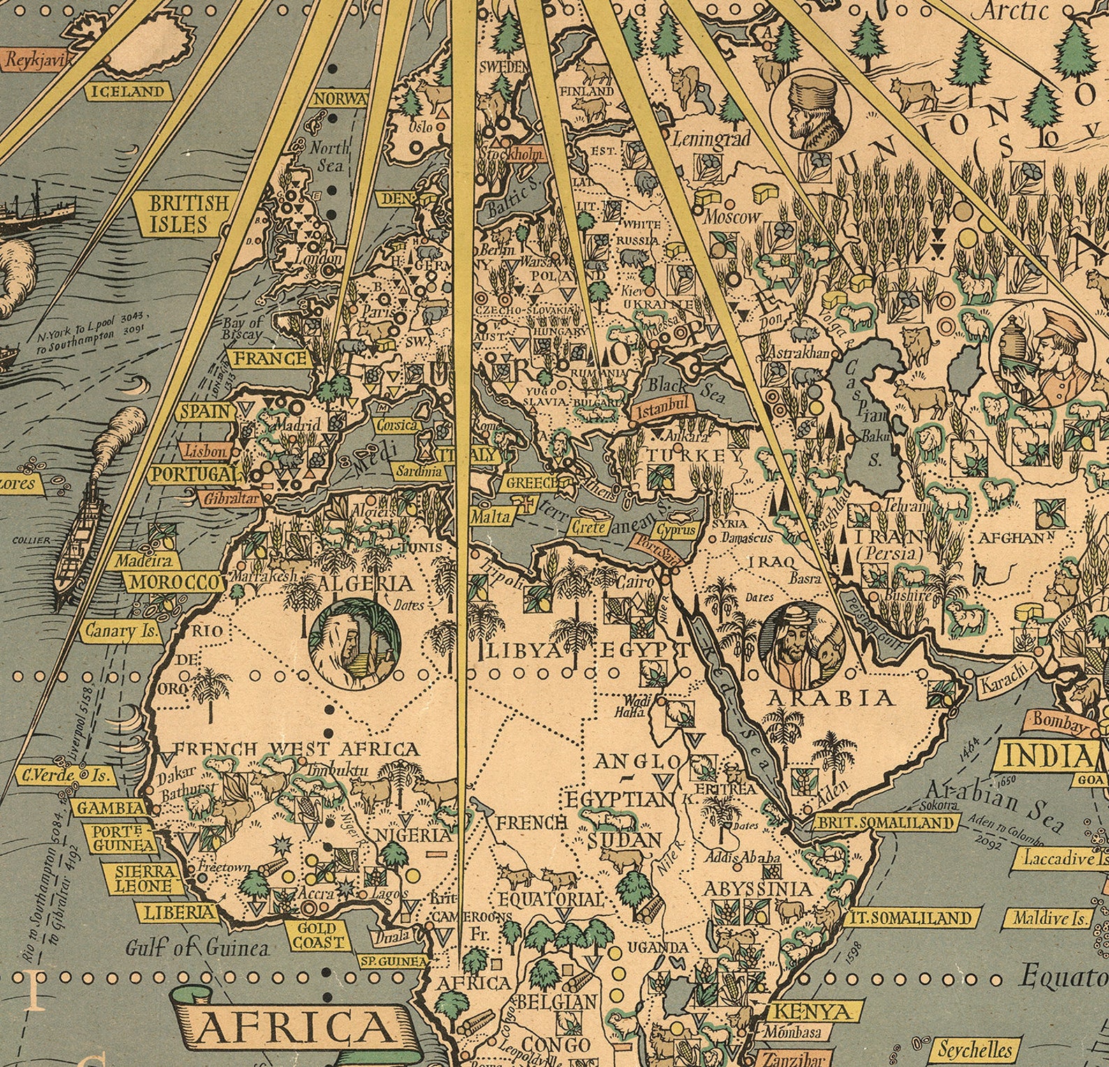 Map of the time and Tide Map of the Atlantic | Etsy