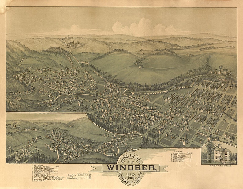 Map of Windber Somerset Co Pennsylvania PA 1900. - Etsy