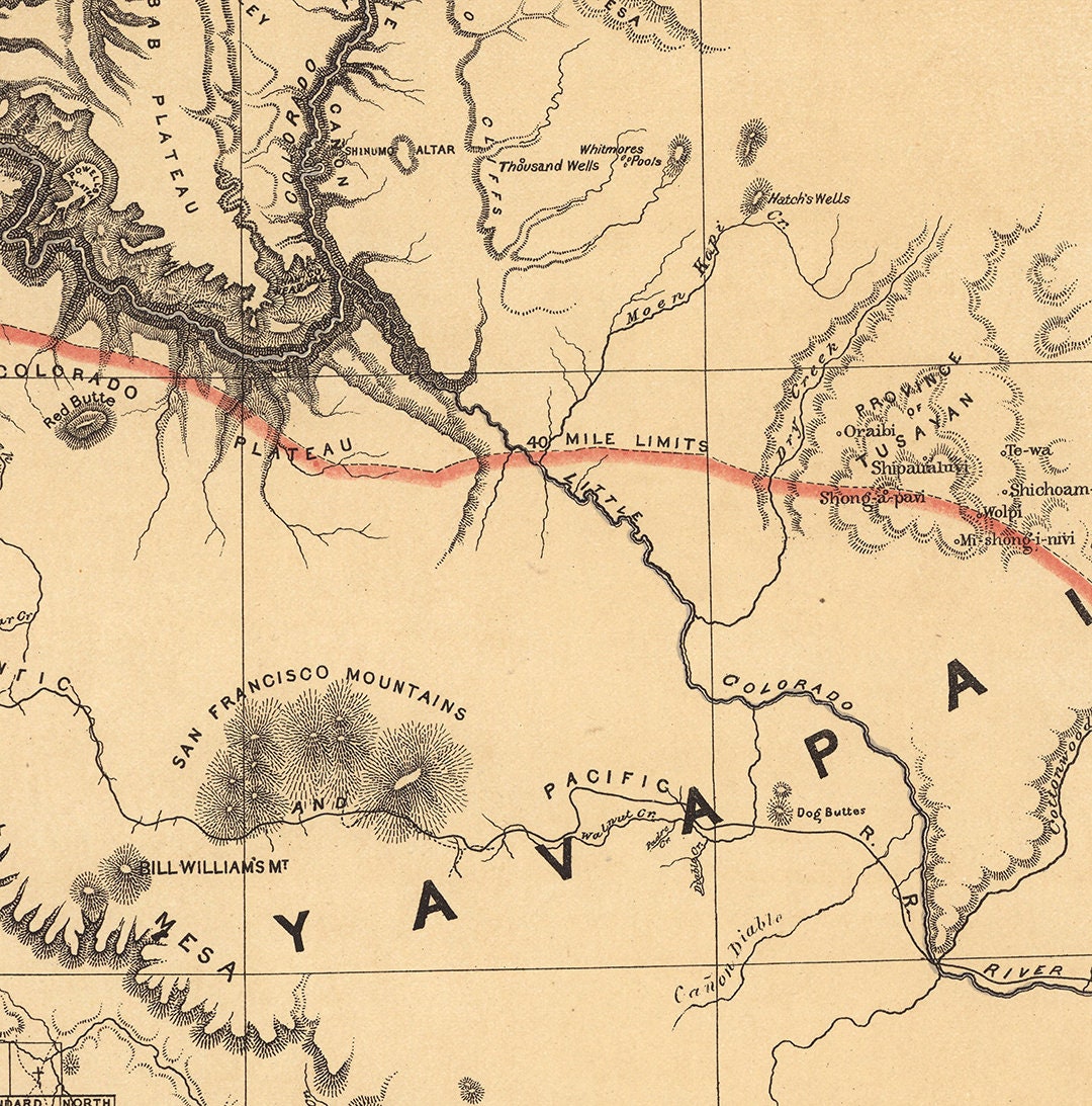 Map of Arizona 1876. Vintage Restoration Hardware Home Deco | Etsy