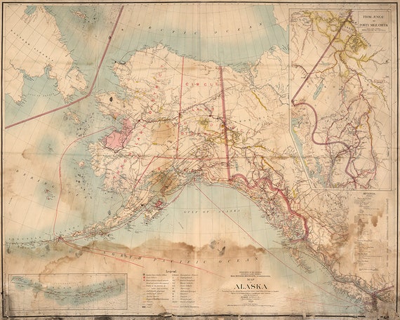 Map of Akaska 1898. Vintage Restoration Hardware Home Deco | Etsy