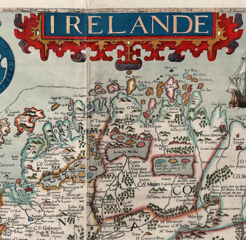 Map of Ireland Baptista Boazio 1600. Vintage Home Deco Style | Etsy