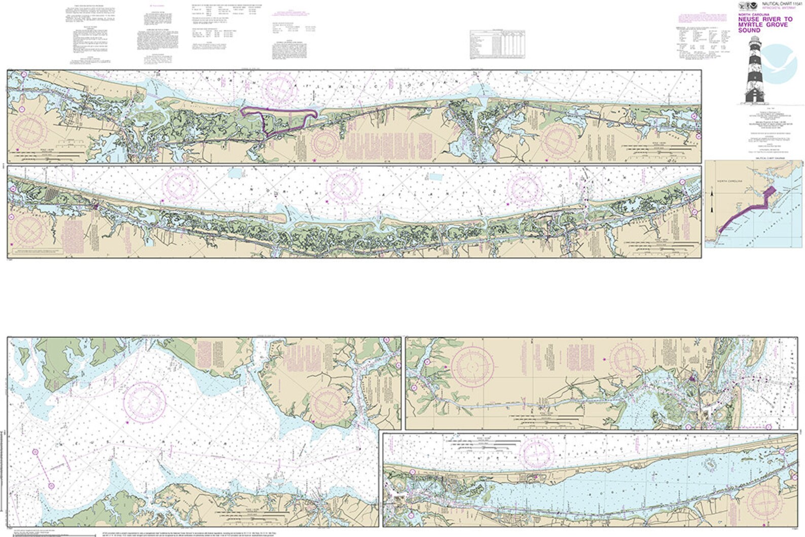 Nautical Charts of Neuse River to Myrtle Grove Sound in North | Etsy
