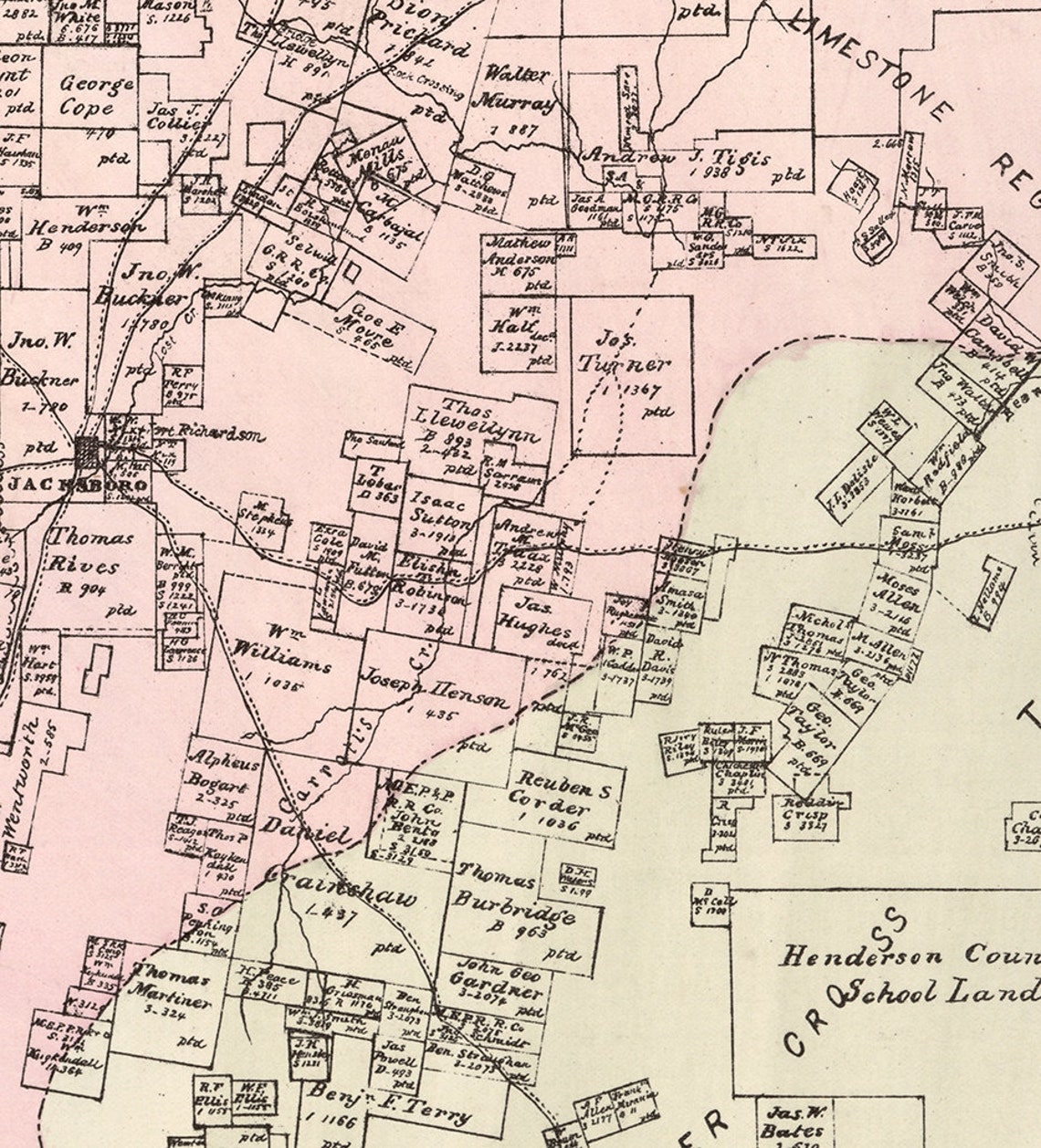 Map of Jack County Texas TX ... 1876. Shows Ownership. - Etsy
