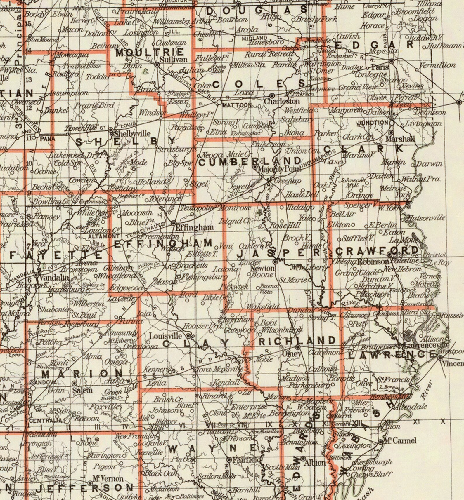Map of State of Illinois 1878. Vintage home Deco Style old | Etsy