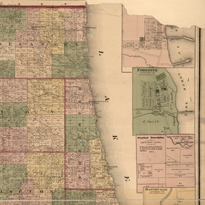 Map of Sanilac County, Michigan. 1876 Vintage Home Deco Style Old Wall ...