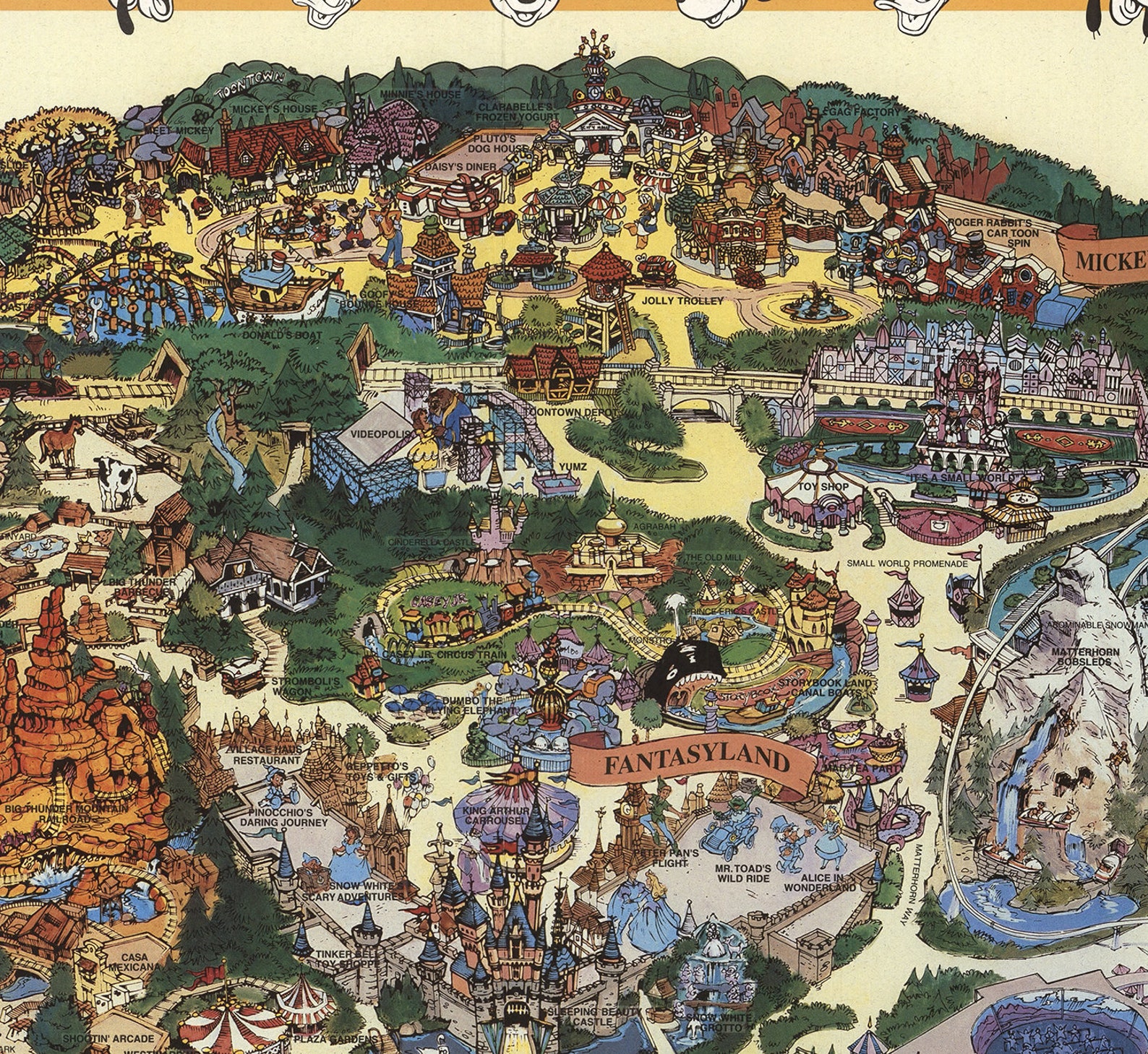 Disneyland Map Panoramic Birds Eye View Map of Disney Land. - Etsy