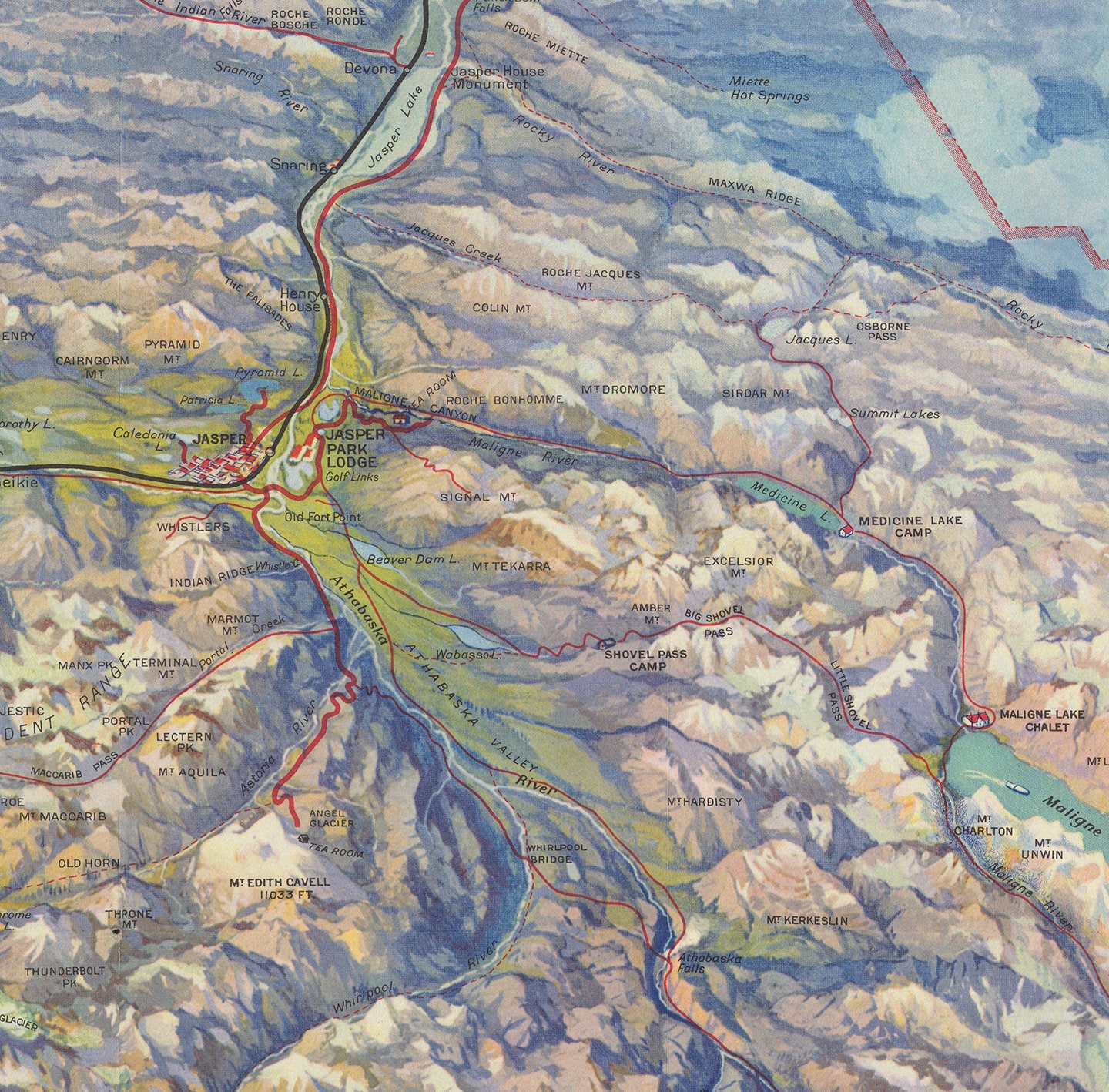 Pictorial Map of Jasper National Park and Mount Robson Park. | Etsy