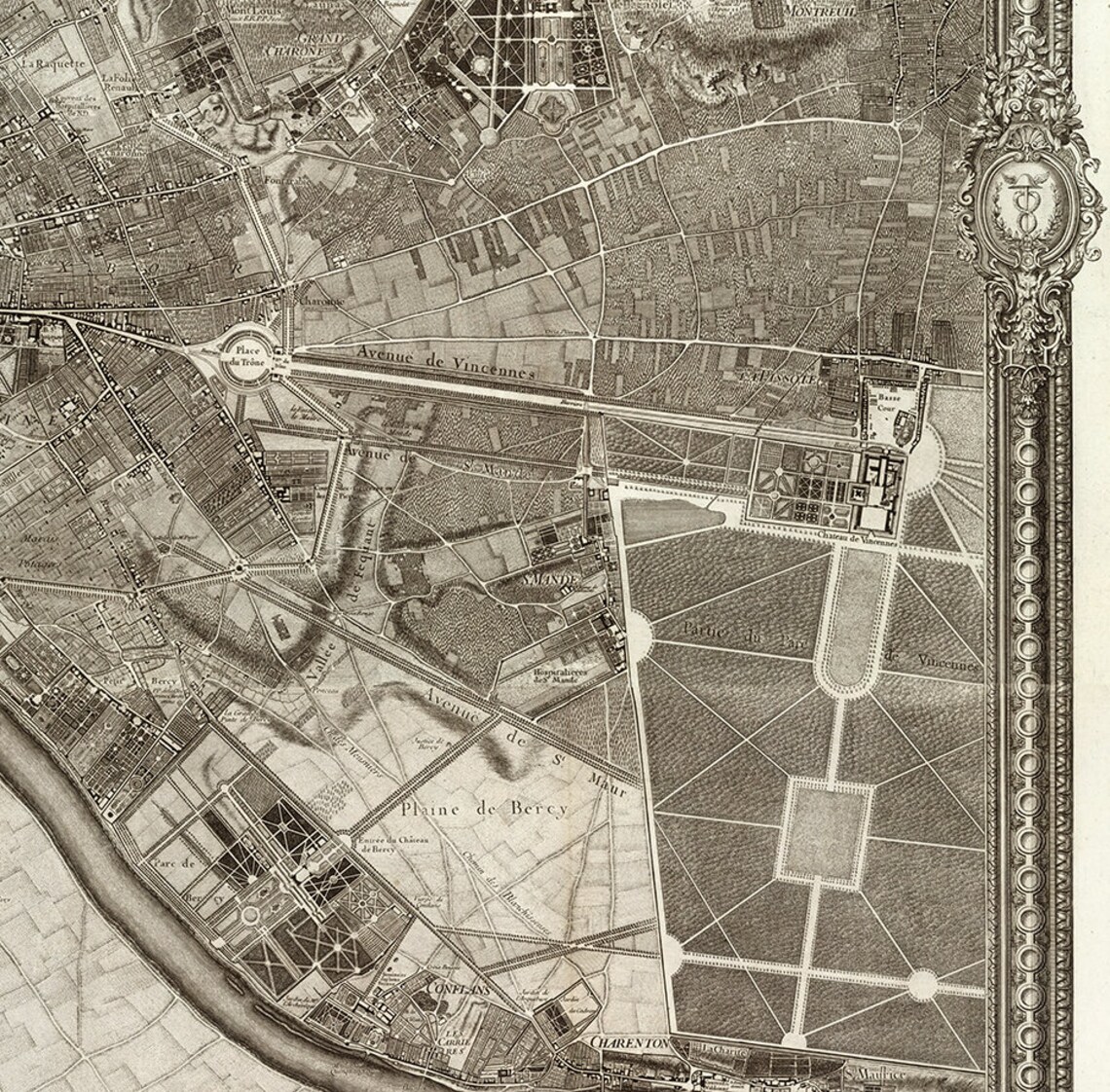 Map of Paris, France, 1795. Restoration Hardware Home Deco Style Old ...