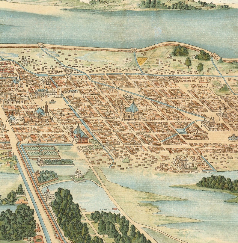 Pictorial Map of City of Mexico Forma Y Levantado De La | Etsy