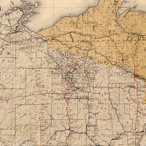 Official Railroad Map of Wisconsin, 1900. Vintage Restoration Hardware ...