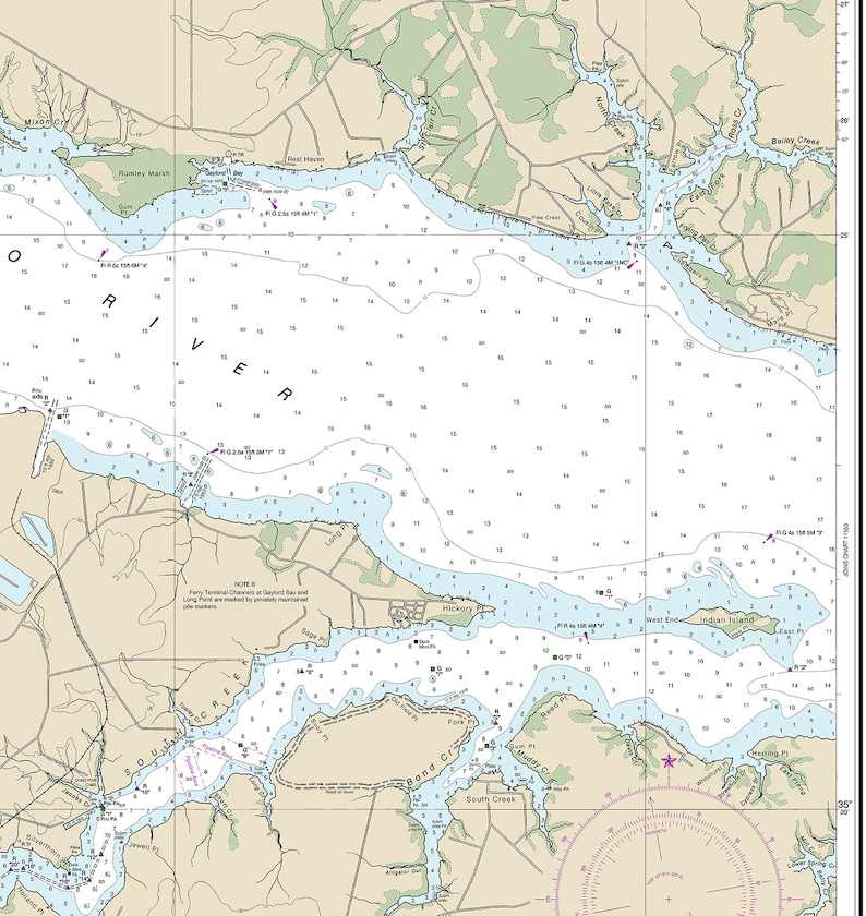 Nautical Charts of Pamlico River, North Caroline. 11554. Blounts ...