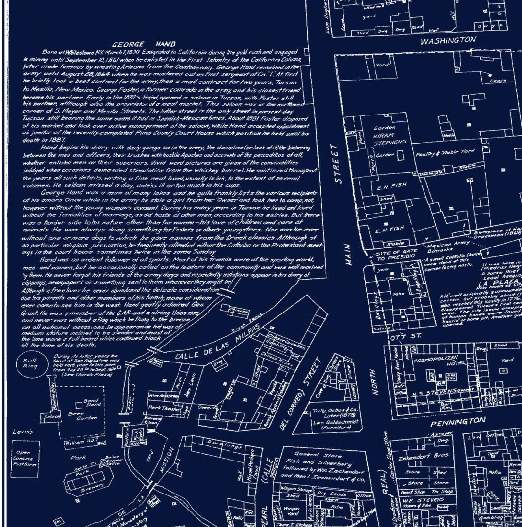 Map of Tucson Pima Co. Arizona. 1870. Home Deco Style Old - Etsy