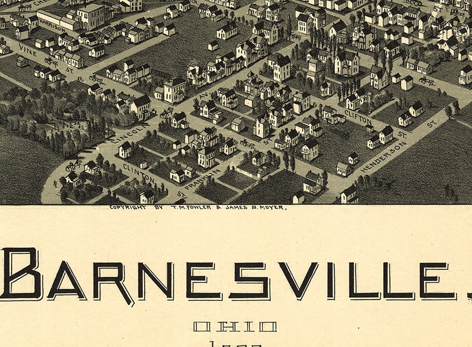 Map of Barnesville, Ohio, Belmont County, Ohio OH, 1899. Restoration ...
