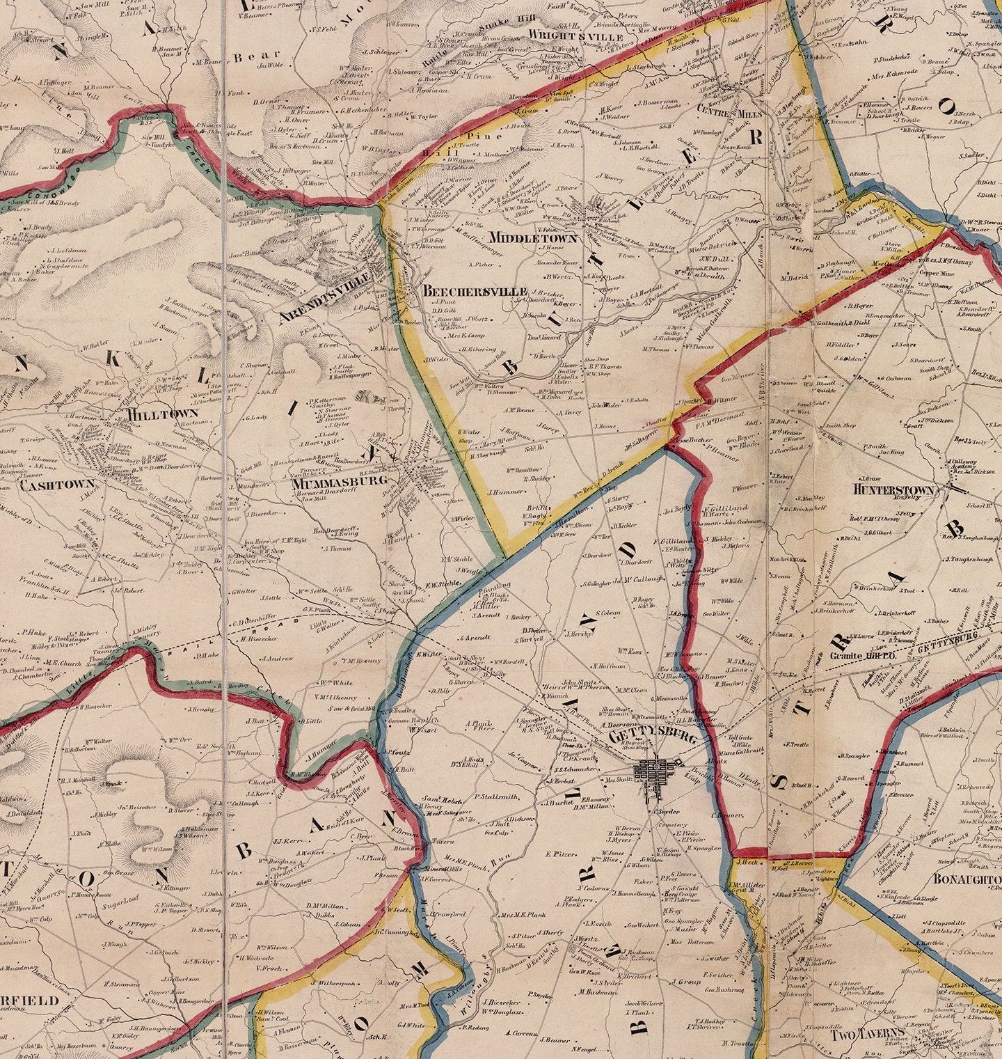 Map of Adams County Pennsylvania 1858. Vintage Home Deco - Etsy
