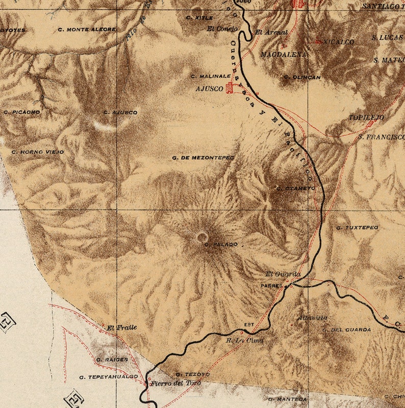 Map of Distrito Federal Mexico 1922. Vintage Restoration - Etsy