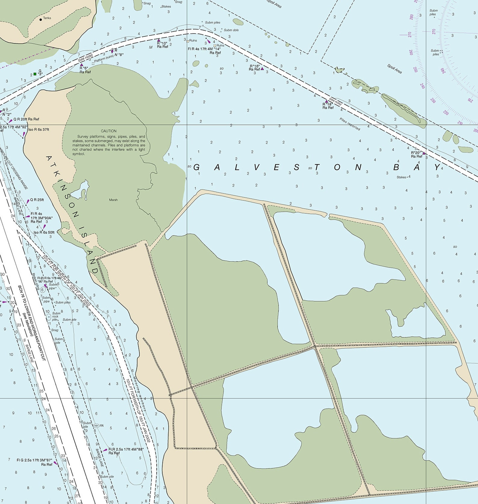 Nautical Charts of Houston Ship Channel Atkinson Island to - Etsy