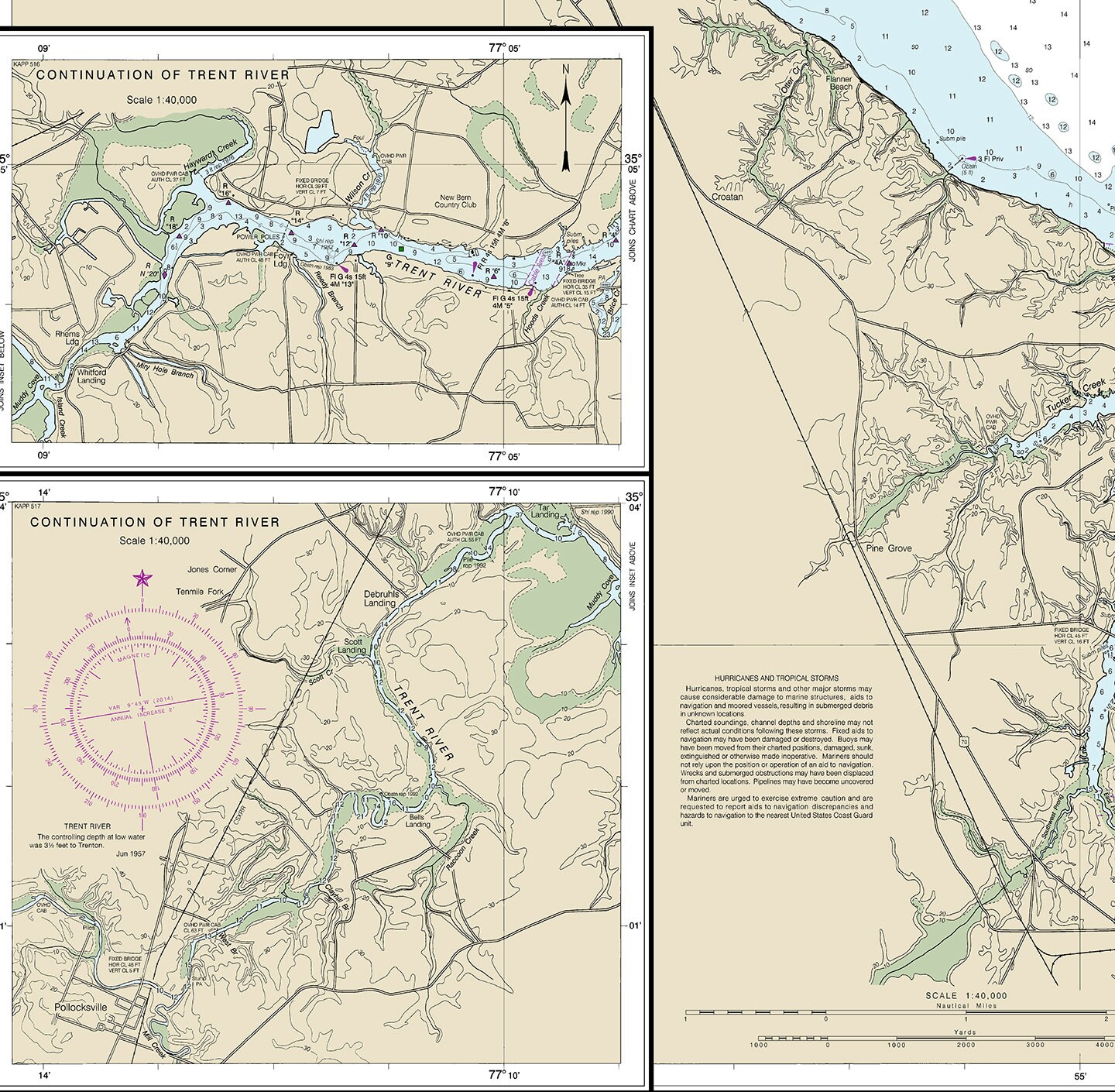 Nautical Charts of Neuse River and Upper Bay River North - Etsy