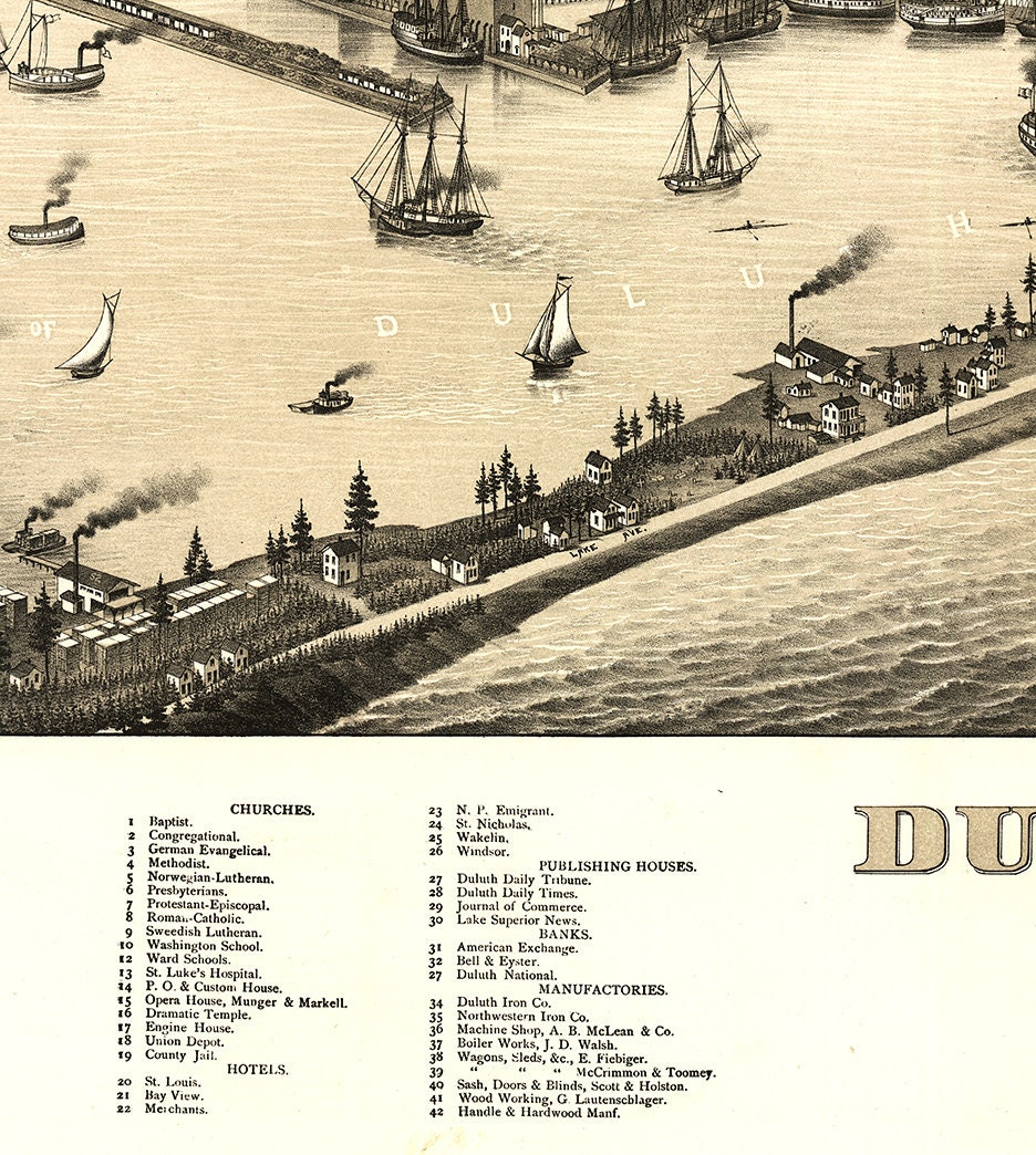 Map of the Duluth, Minnesota, 1883. Vintage Restoration Hardware Home ...