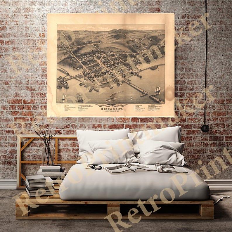 Map Of Wiscasset Lincoln Co Maine 1878 Vintage Restoration Etsy