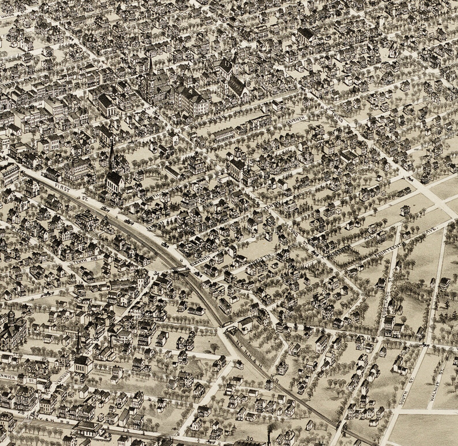 Map of Mt Vernon , Westchester CO., New York NY. 1883 Map. Vintage ...