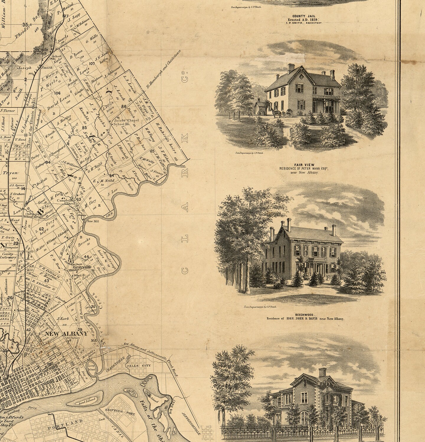 Map of Floyd County Indiana. 1882. Vintage restoration | Etsy