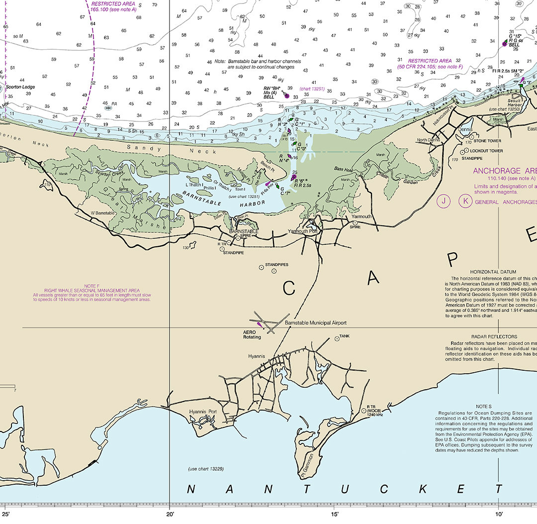 Nautical Chart of Cape Cod Bay. Massachusetts Ma. 13246 - Etsy