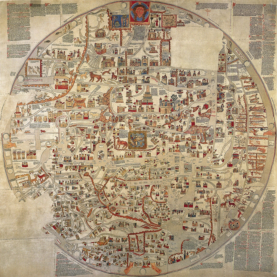 Ebstorf Map Mappa Mundi Medieval European Map of the World by Gervase ...