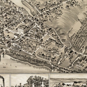 Map of Frenchtown, Hunterdon, New Jersey NJ 1886. Vintage Restoration ...