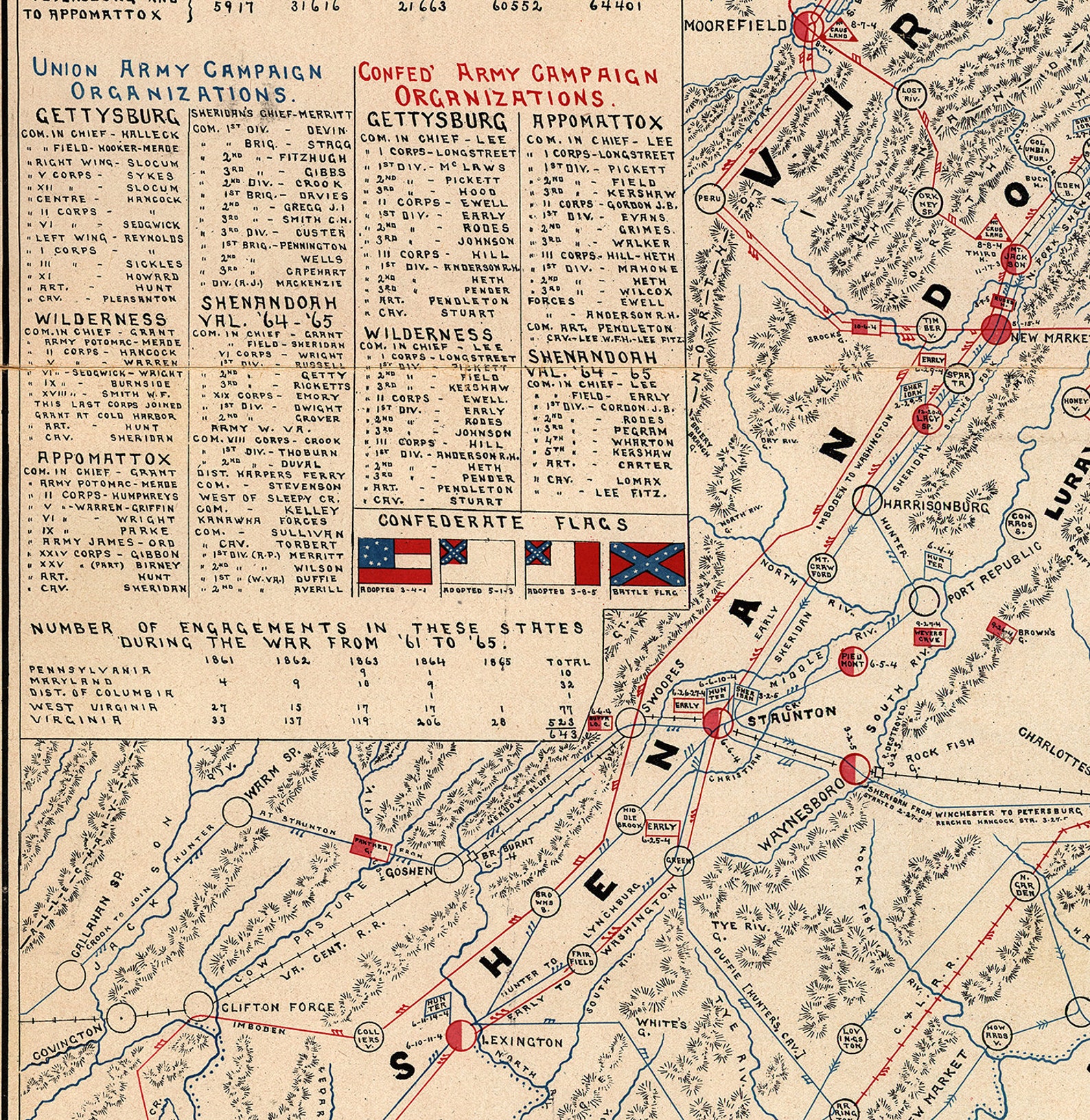 Map of the Main Battlefields Routes Camps and Head Qrs. in - Etsy