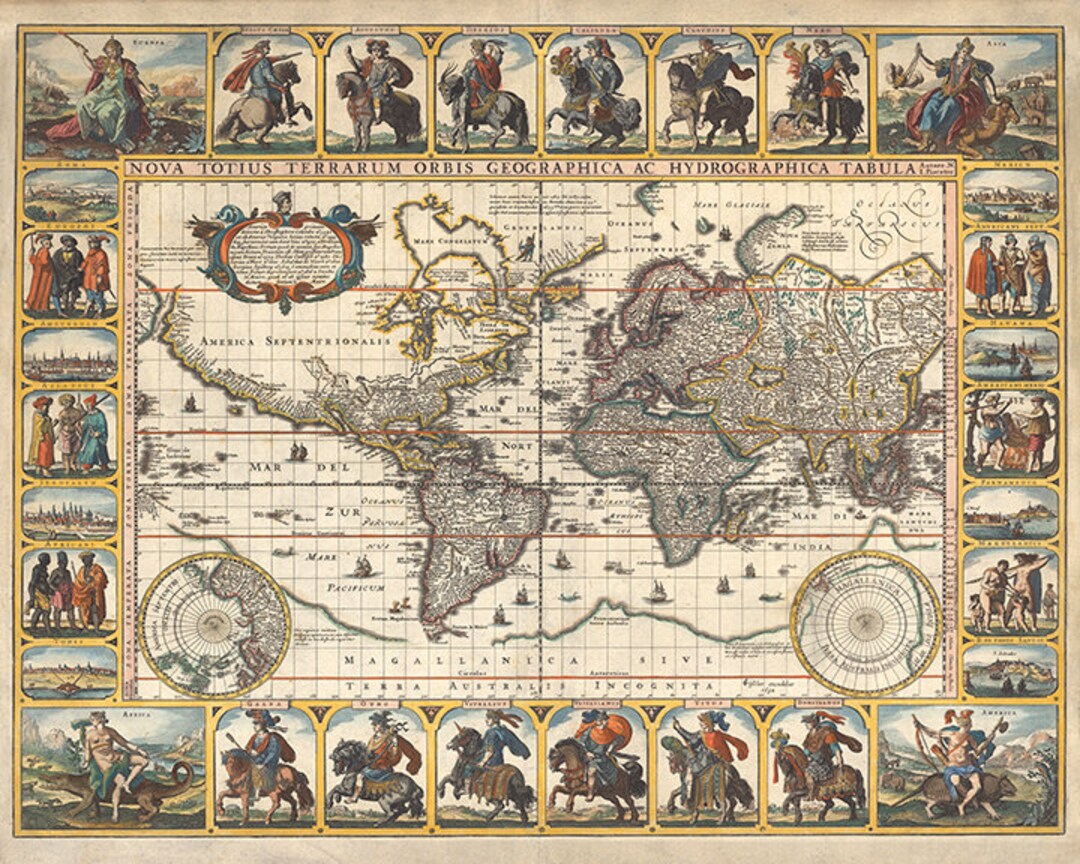 Nova Totius Terrarum Orbis Geographica Ac Hydrographica Tabula 1652 Map ...