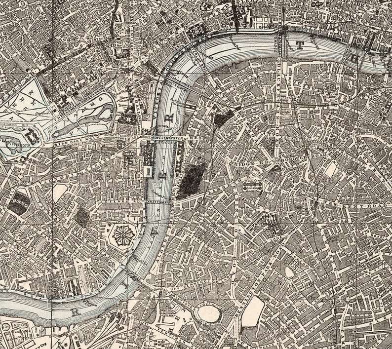 Historic London Map England U.K. 1893. Restoration Hardware | Etsy