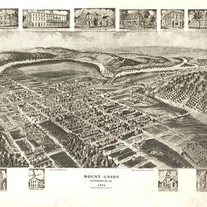Map of Mount Union, Huntingdon Co., Pennsylvania PA. 1906. Vintage ...
