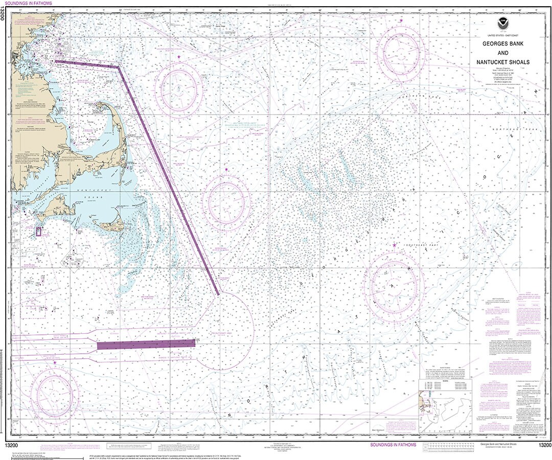 NOAA Nautical Charts Georges Bank and Nantucket Shoals 13200 ...