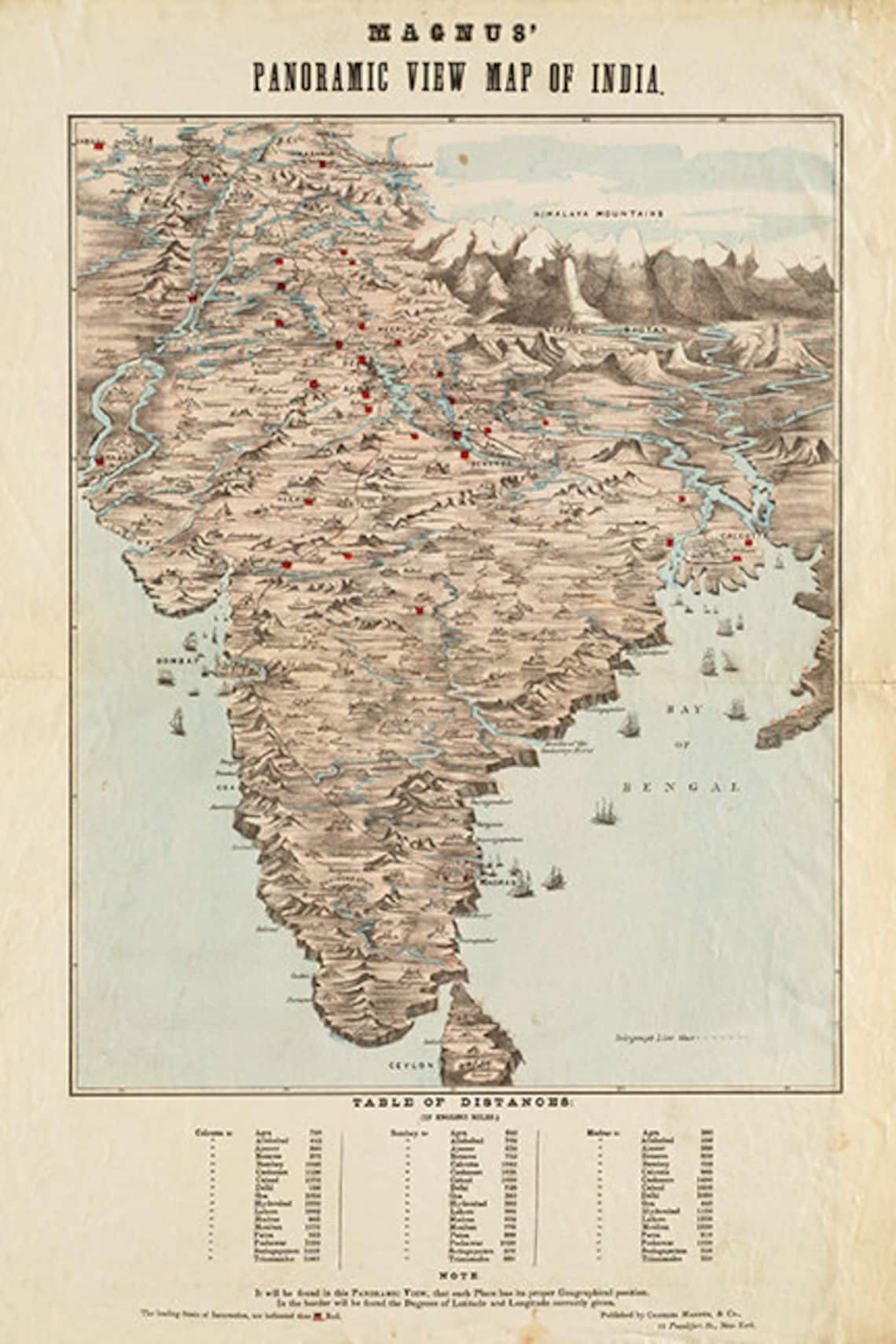 Map of India 1857 Panoramic View. Vintage Restoration | Etsy