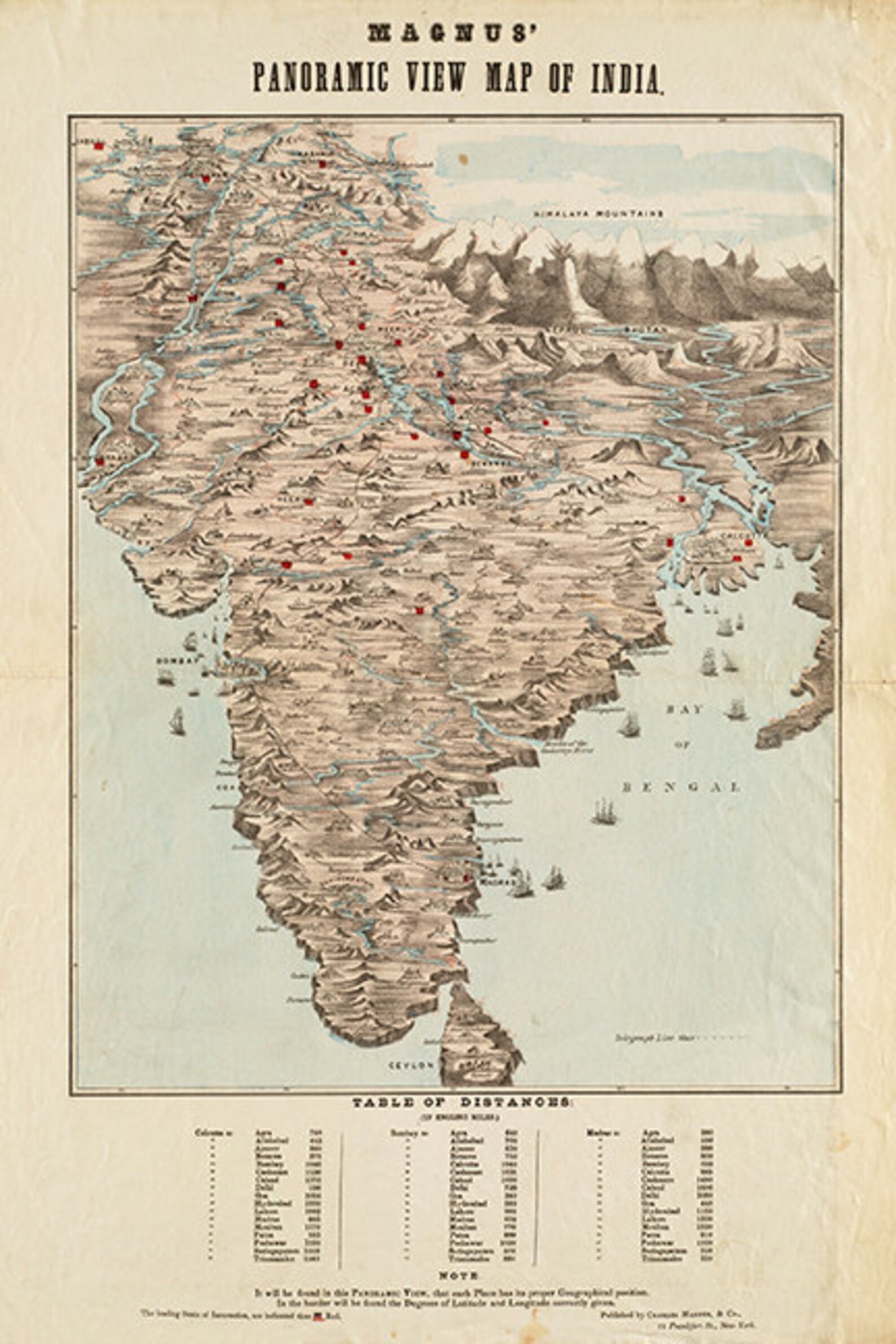 Map of India 1857, Panoramic View. Vintage Restoration Hardware Home ...