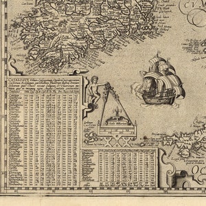 Map of England and Ireland, 1605. Vintage Home Deco Style Old Wall ...