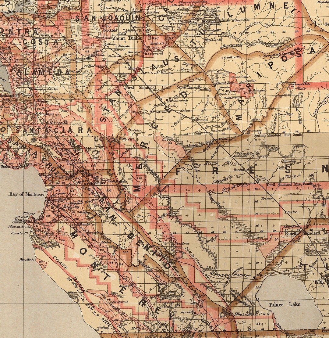Map of California, 1876. Vintage Restoration Hardware Home Deco Style ...