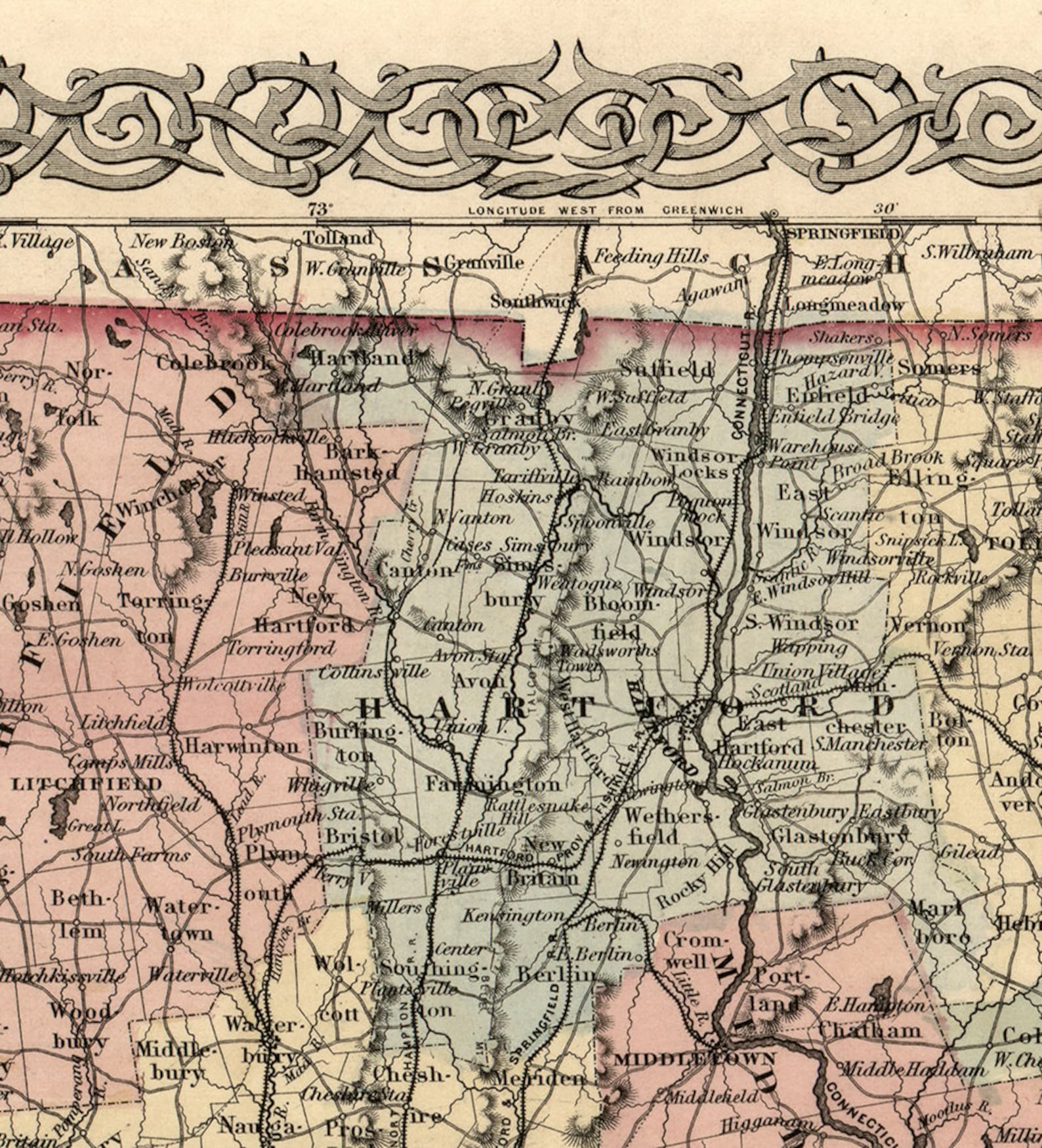 Map of Connecticut With Portions of New York , Long Island, Hudson ...