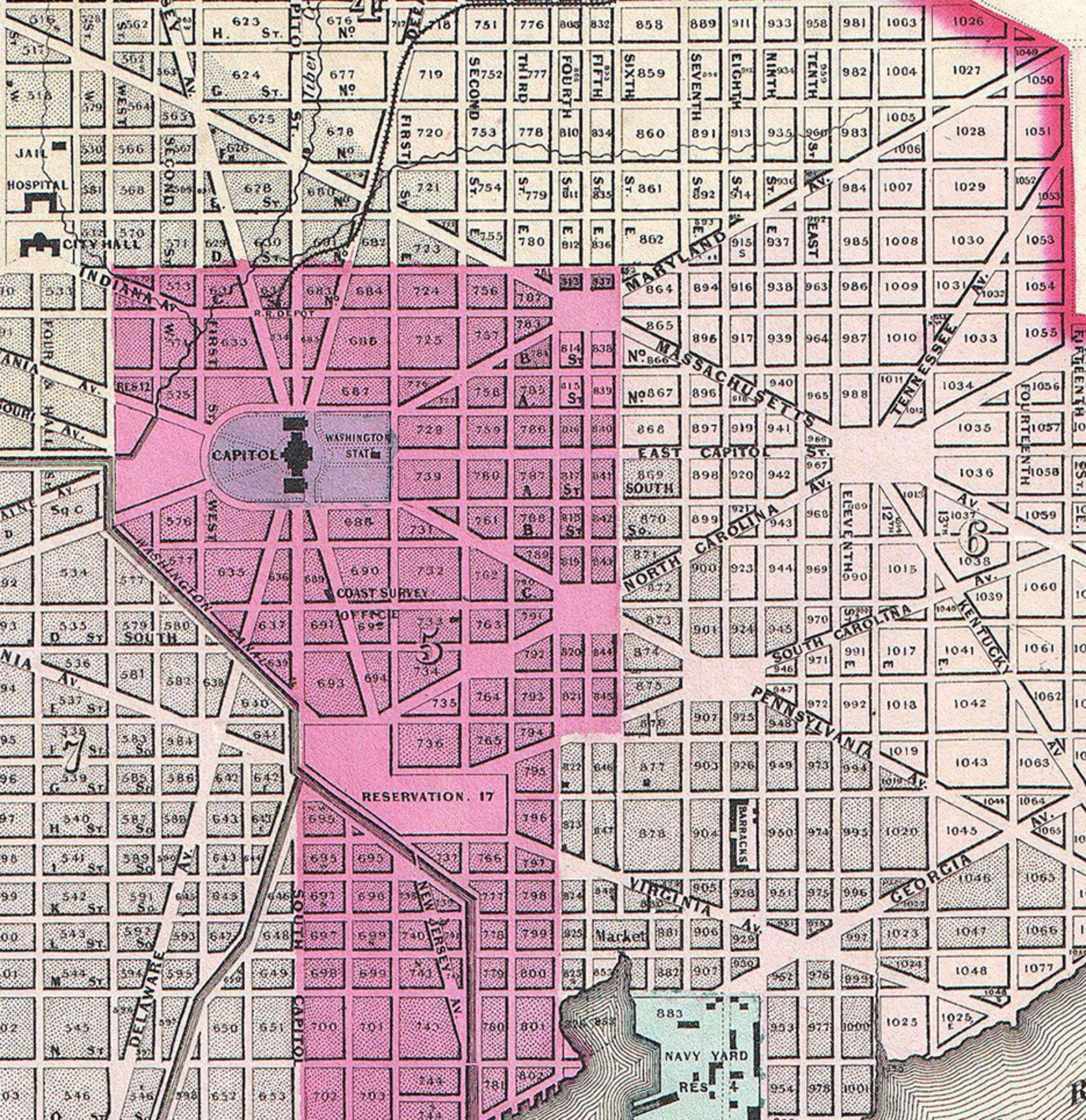 Map of Washington D.C and Georgetown From Johnson Map. 1862. - Etsy