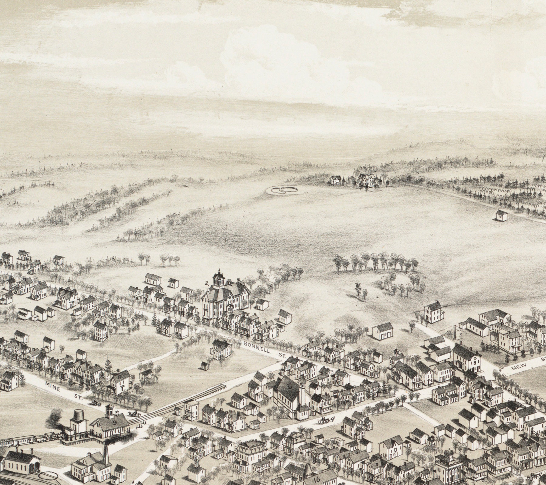 Vintage Map of Flemington : New Jersey, 1883. Reproduction Giclee Print ...