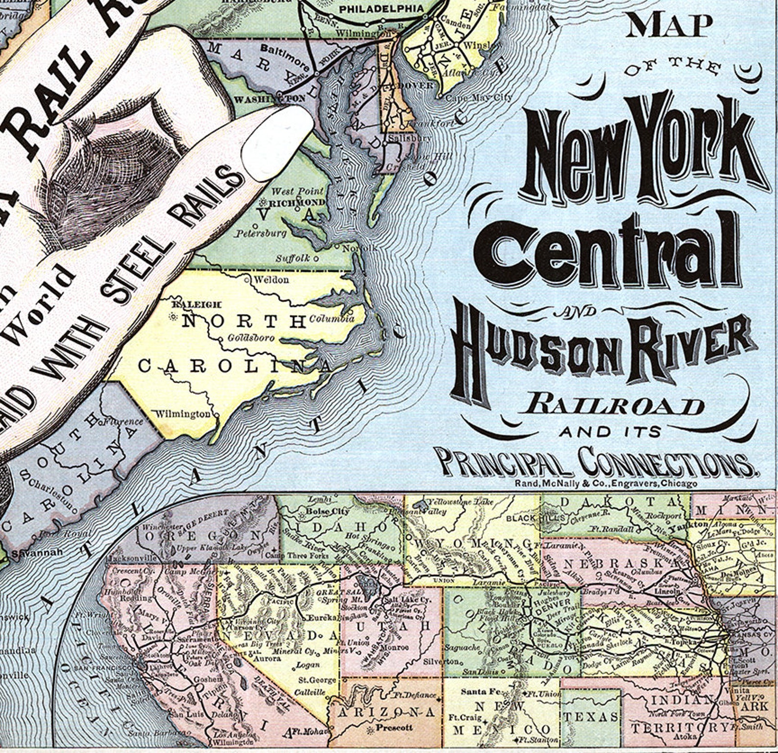 Map of the New York Central and Hudson River Railroad and its | Etsy