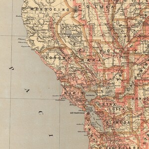 Map of California, 1876. Vintage Restoration Hardware Home Deco Style ...