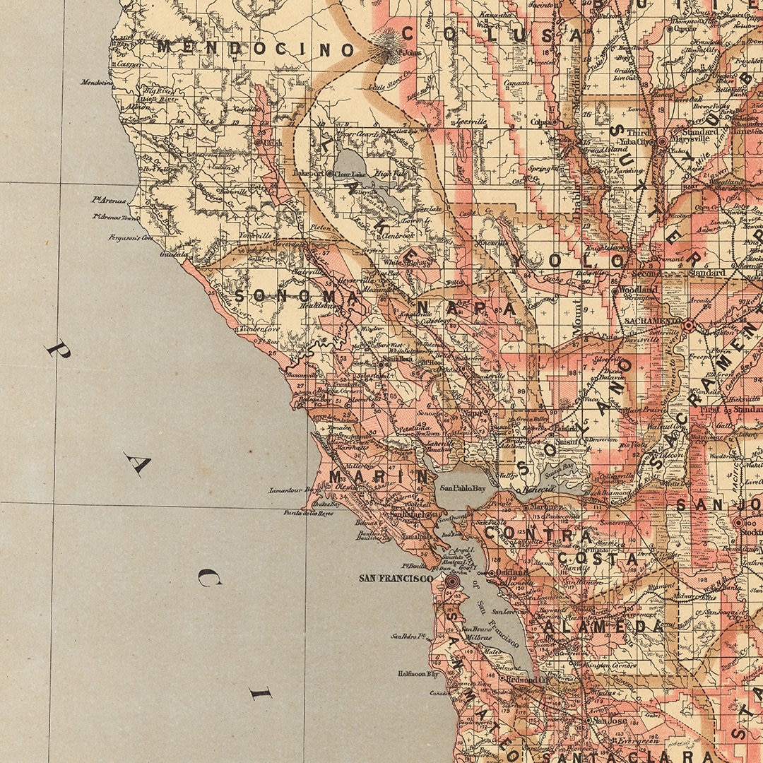 Map of California, 1876. Vintage Restoration Hardware Home Deco Style ...