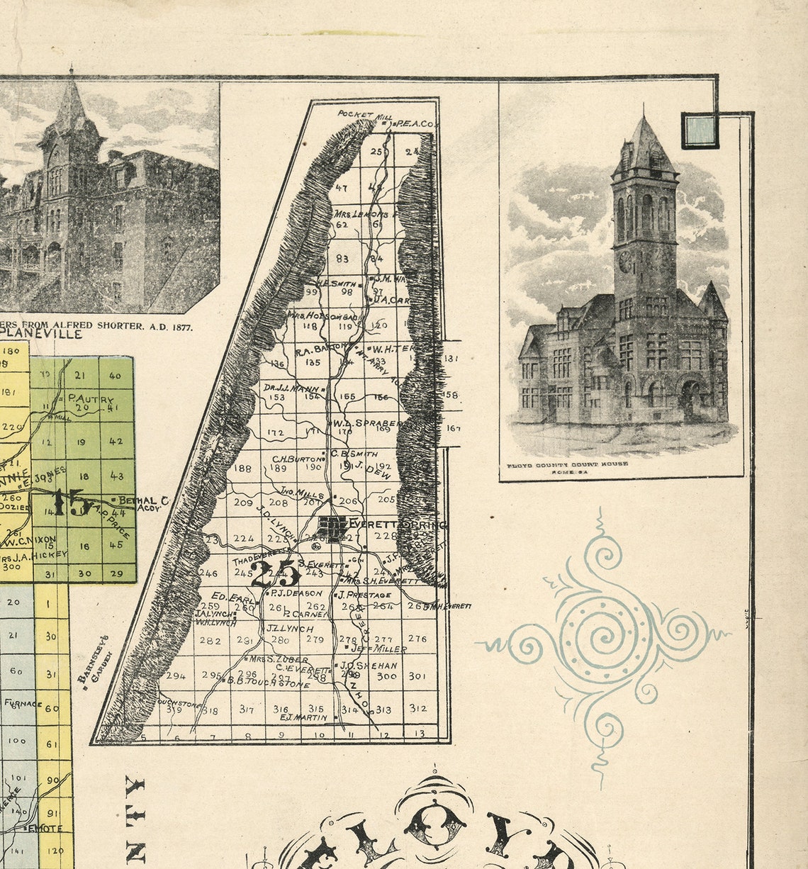 Map of Floyd County Georgia. 1895. Vintage restoration | Etsy