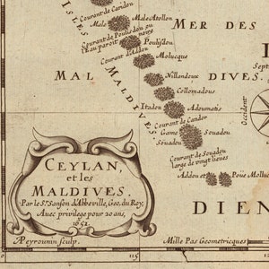 Map of Ceylan, Et Les Maldives, Sri Lanka, 1652. Kartenslg Mappe ...