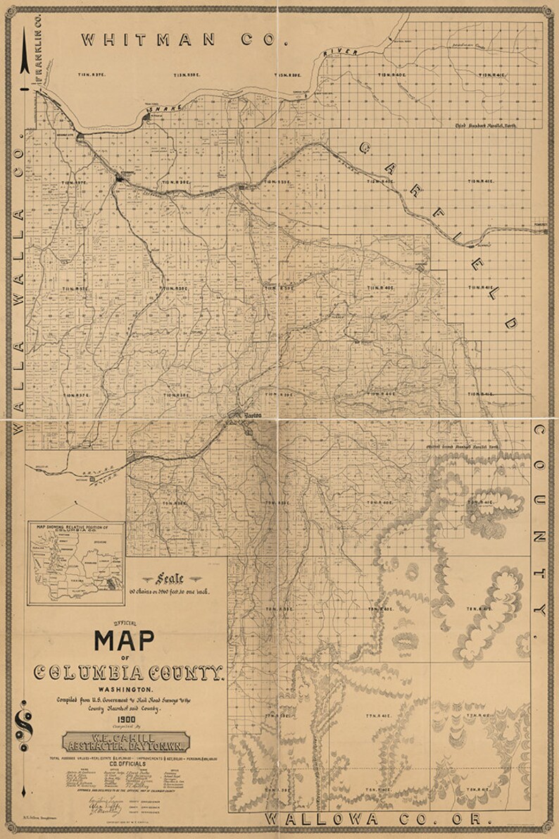Map of Columbia County Washington 1900 Geological Map - Etsy