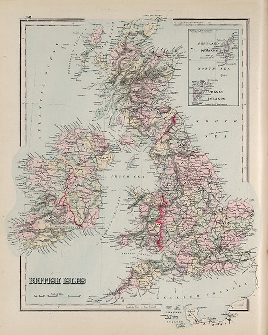 Map of British Isles, 1884. Vintage Restoration Hardware Home Deco ...