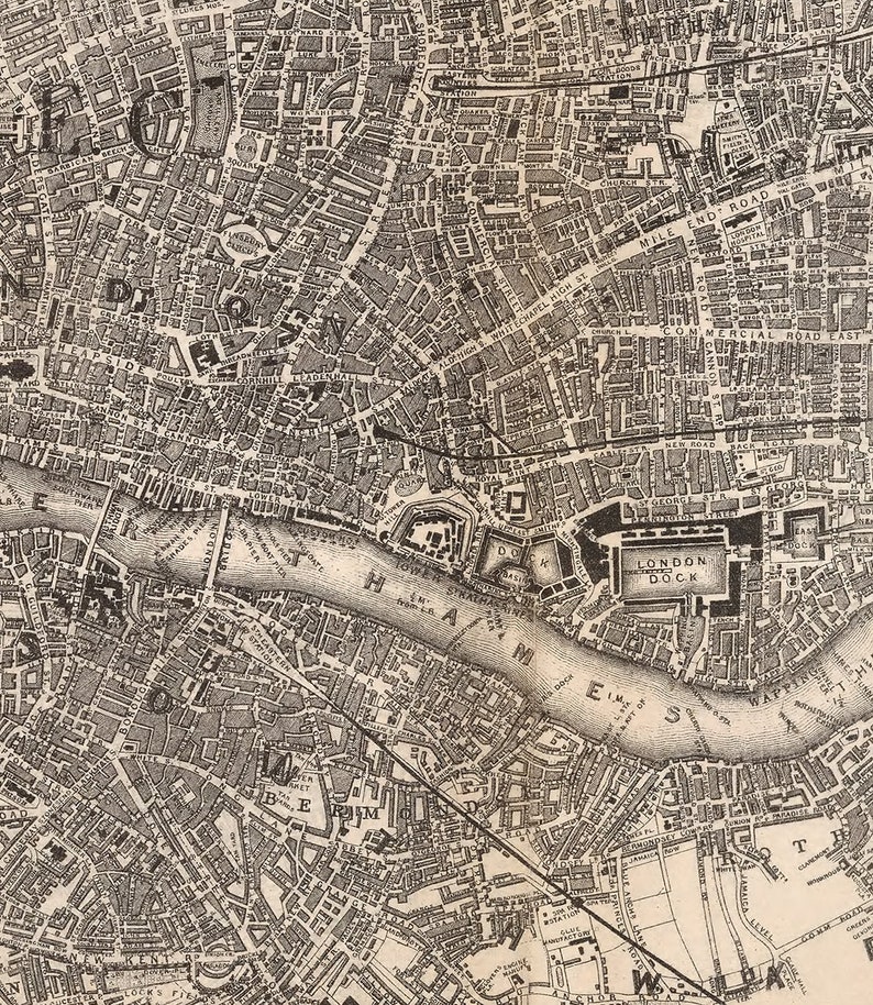 Map of London 1823. Vintage Reproduction Deco Style Map | Etsy